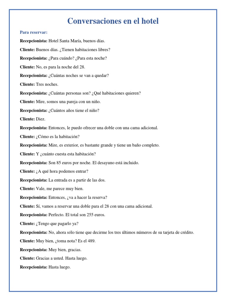 Conversaciones en El Hotel | PDF