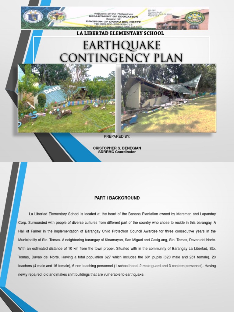 Earthquake Contingency Plan | PDF | Emergency Evacuation | Emergency