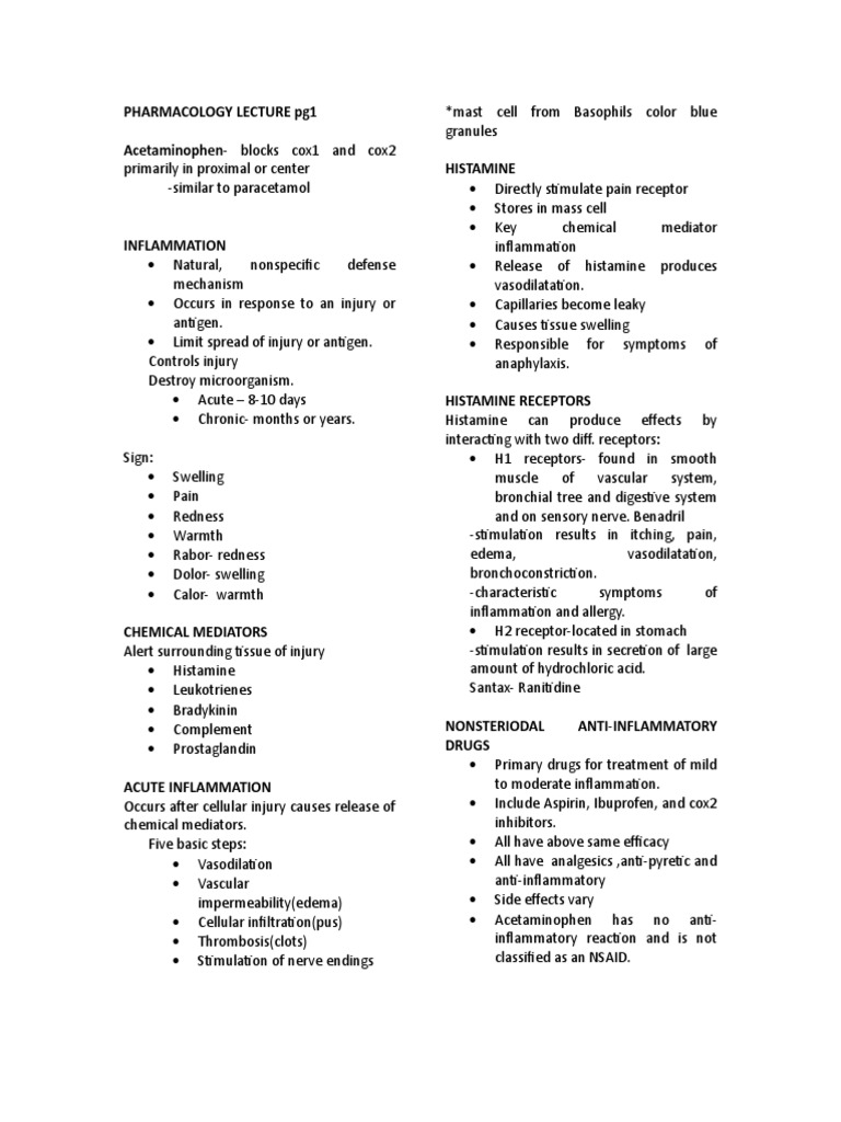 Pharmacology Lecture | PDF | Inflammation | Nonsteroidal Anti ...