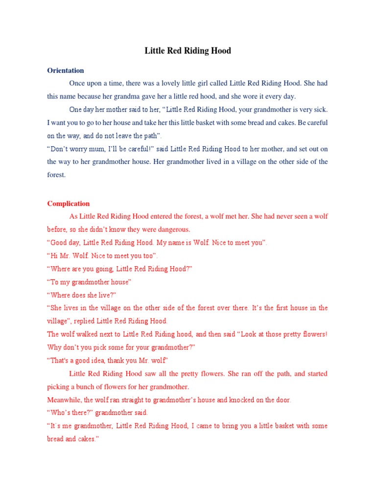 NARRATIVE TEXT Little Red Riding Hood | PDF | Little Red Riding Hood