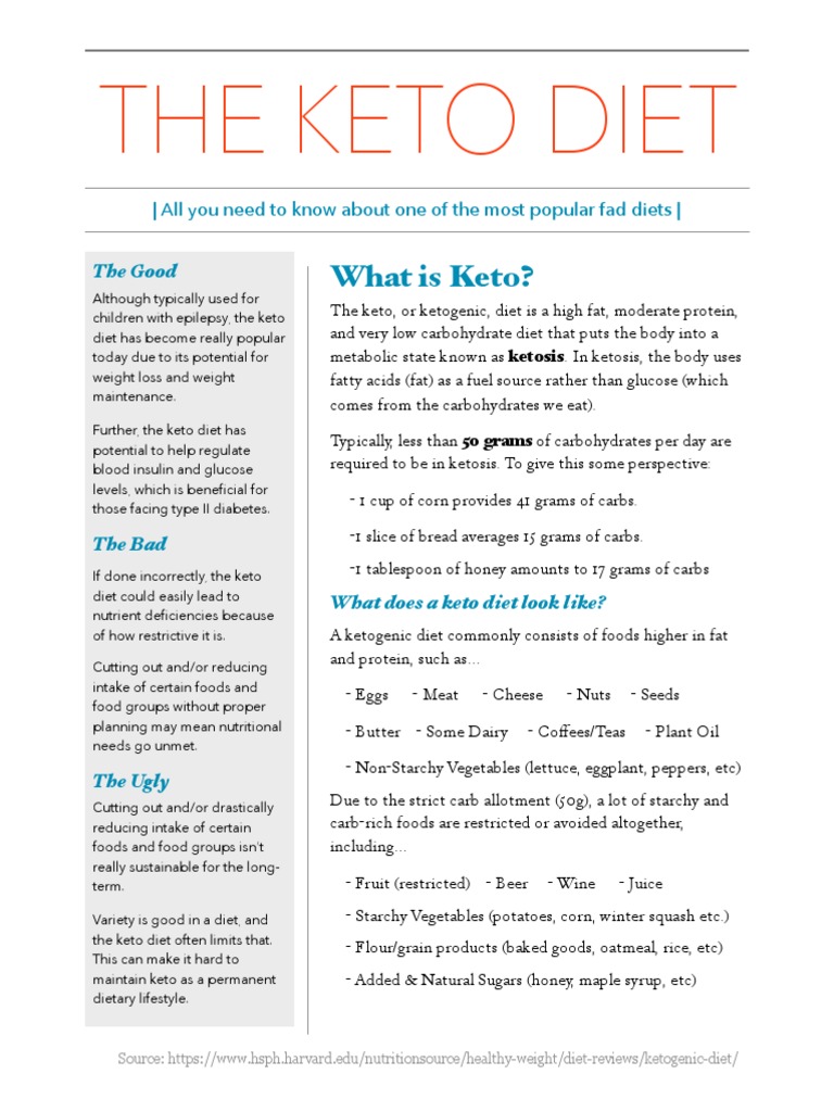 Keto Diet Handout 1 | PDF | Ketogenic Diet | Carbohydrates