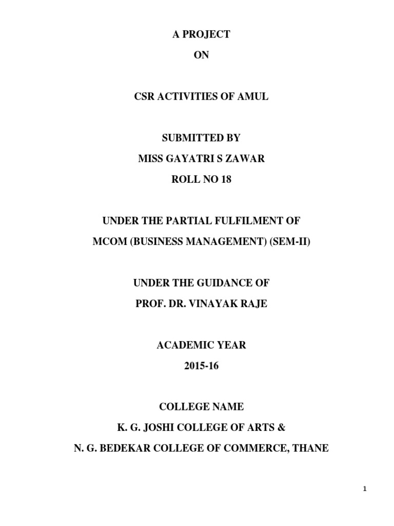 CSR Activities of Amul | PDF | Corporate Social Responsibility ...