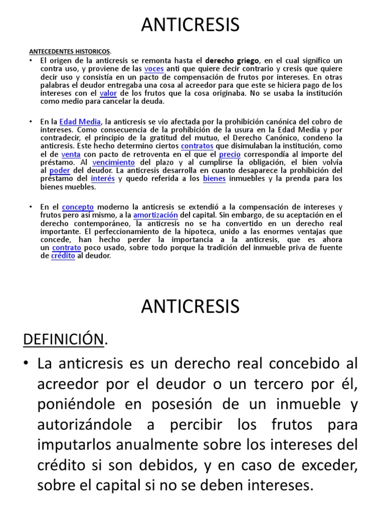 ANTICRESIS | PDF | Propiedad | Hipoteca Comercial