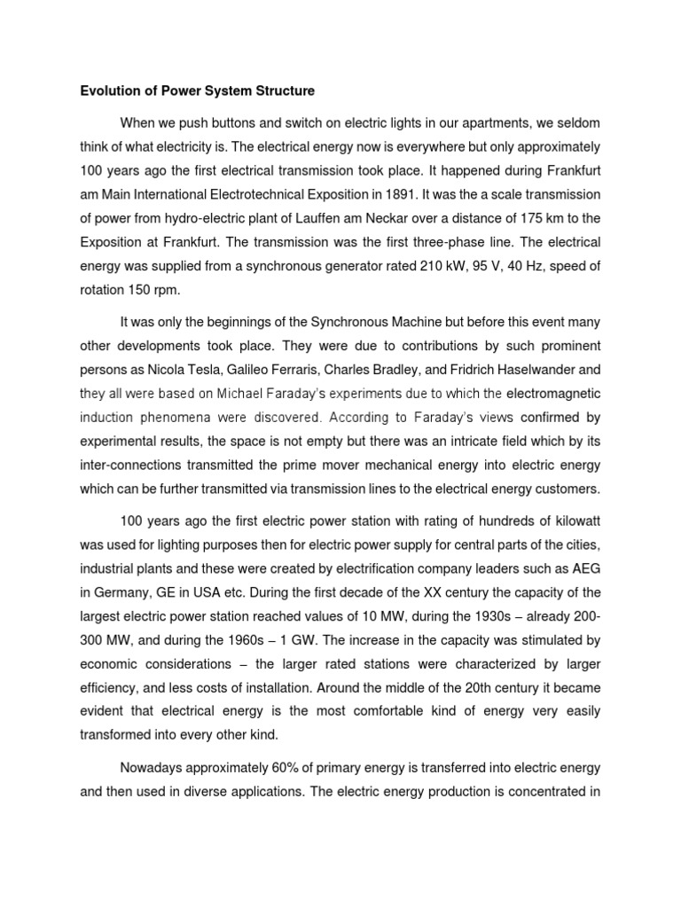 Evolution of Power System Structure | PDF | Electrical Substation ...