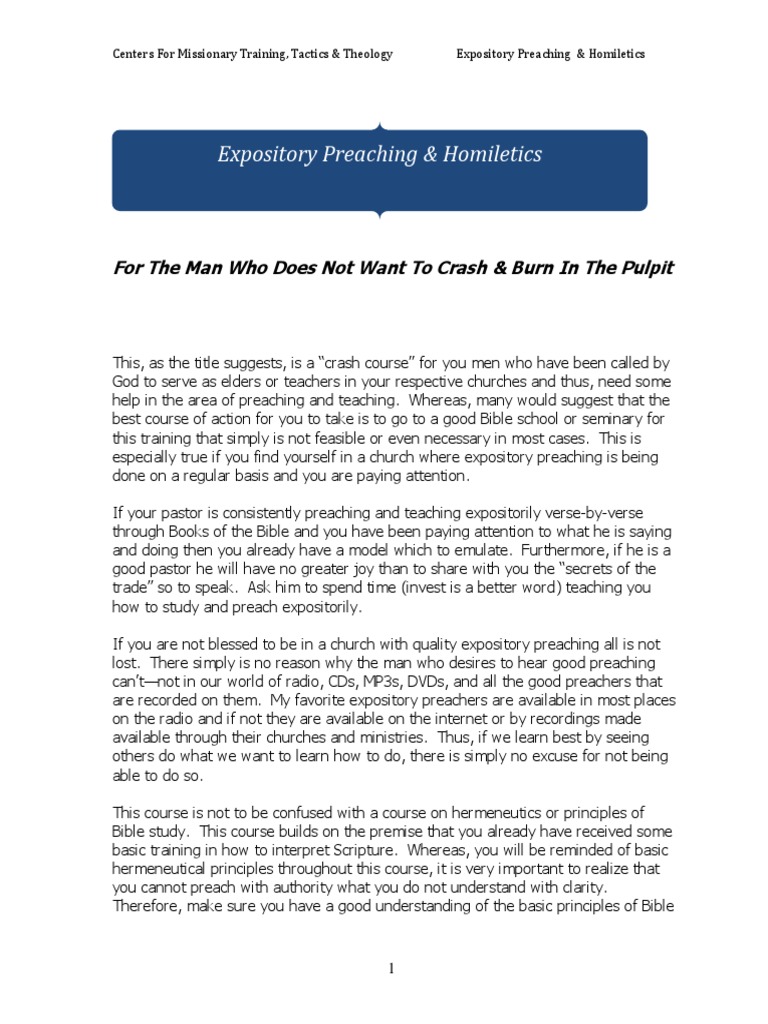 Course in Expository Preaching & Homiletics PDF | PDF | Expository ...