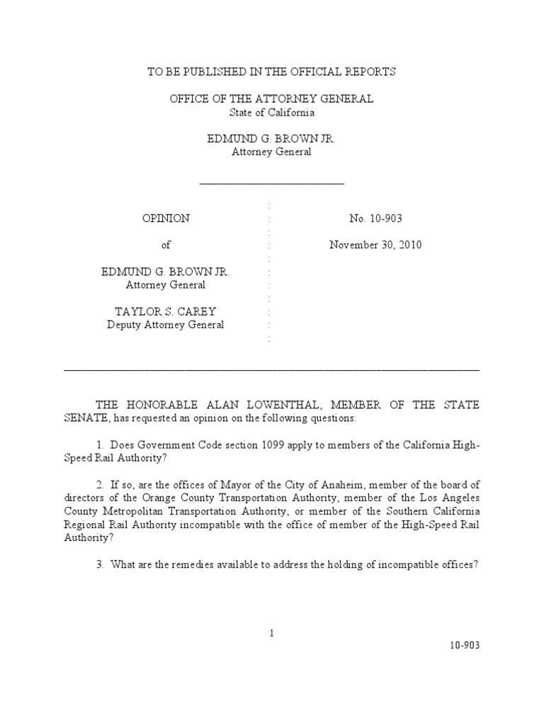 AG Incompatible Offices Opinion | PDF
