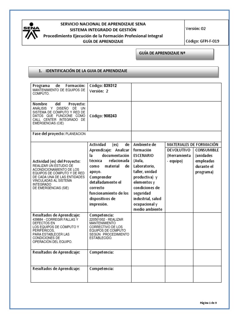 GFPI-F-019 Formato Guia de Aprendizaje | PDF | Impresora (Computación) | Sistema operativo