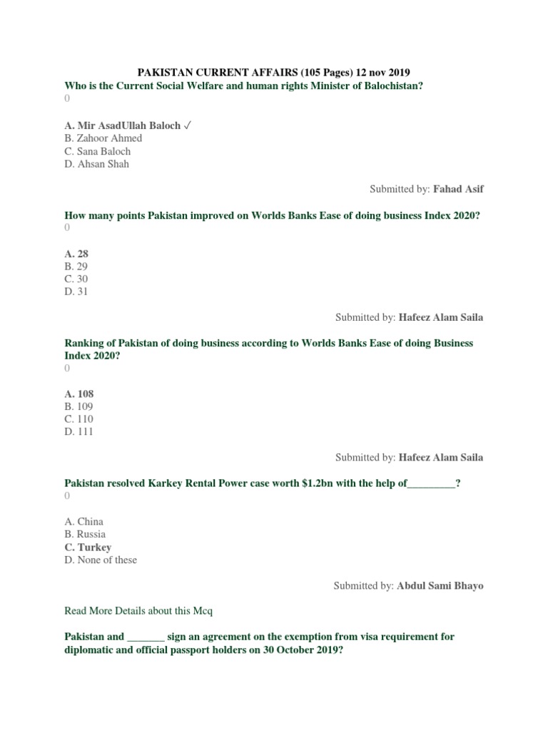 Pakistan Current Affairs Overview 2019 | PDF | Government Of Pakistan ...