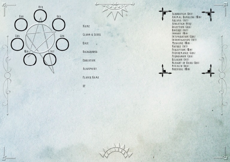 Character Sheet Horror D&D | PDF