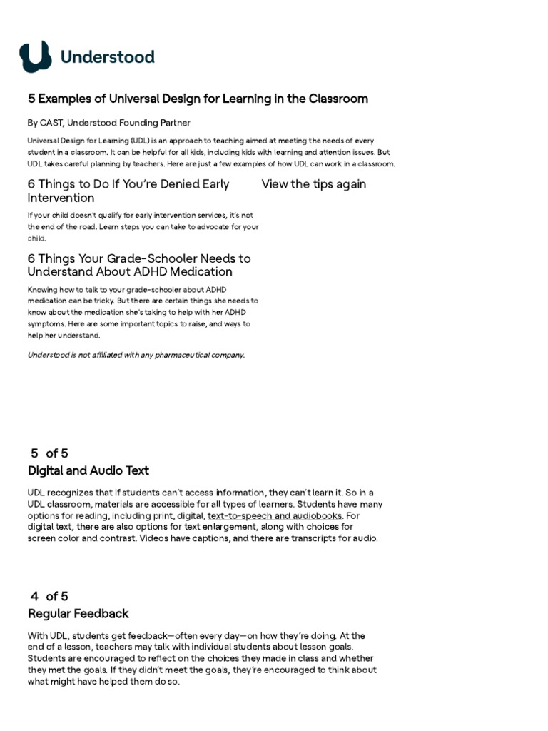 UDL Examples - Universal Design For Learning in The Classroom PDF | PDF ...