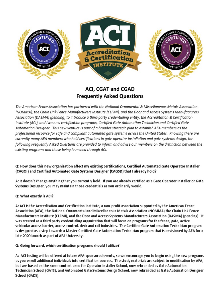 CGAD CGAT FAQs | PDF | Professional Certification | Certification