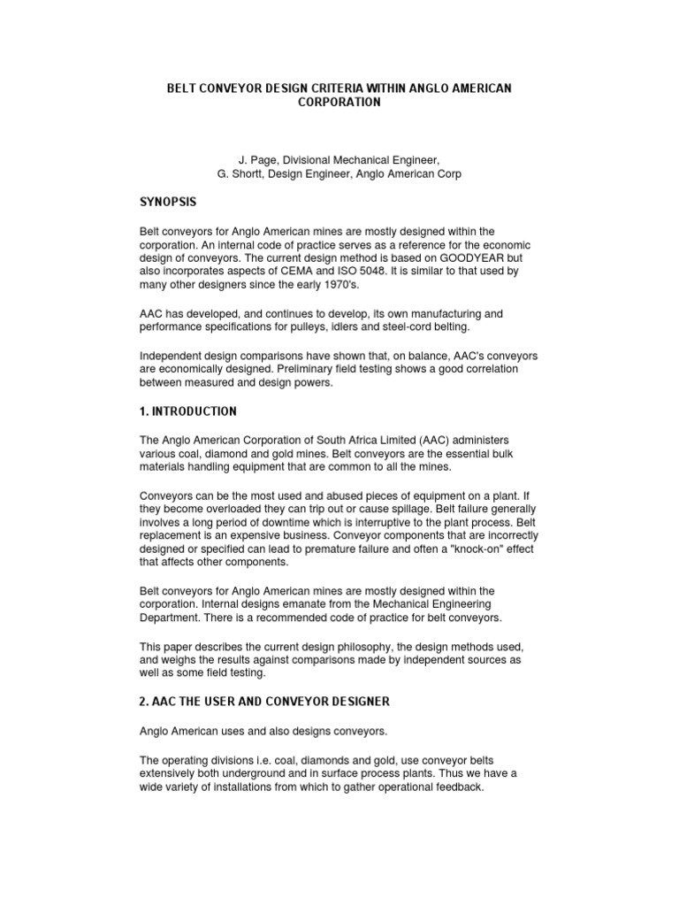 BELT CONVEYOR DESIGN CRITERIA AAC | PDF | Belt (Mechanical ...