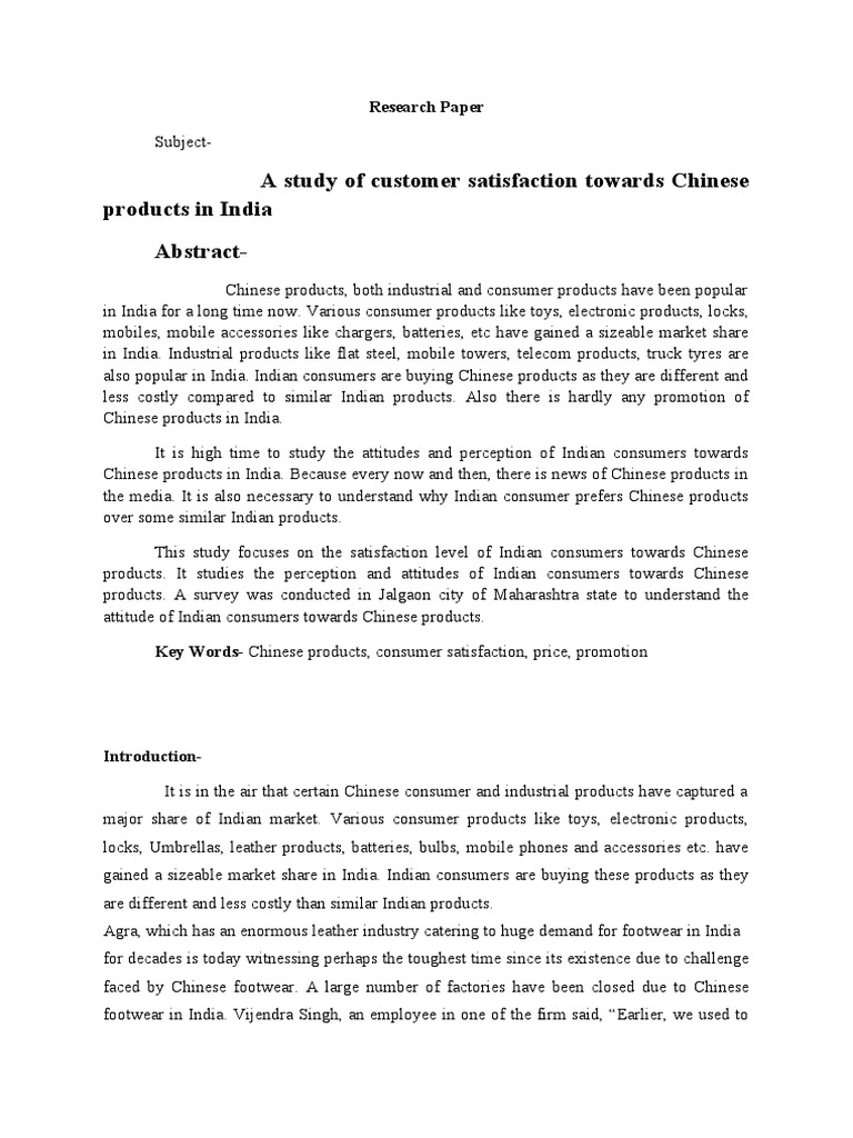 Research Paper On Customer Satisfaction | PDF | Customer Satisfaction ...