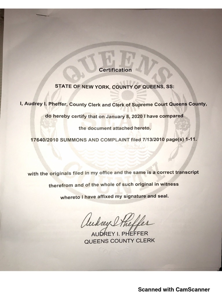 Summons and Complaint Steven Baum Supreme Court | PDF