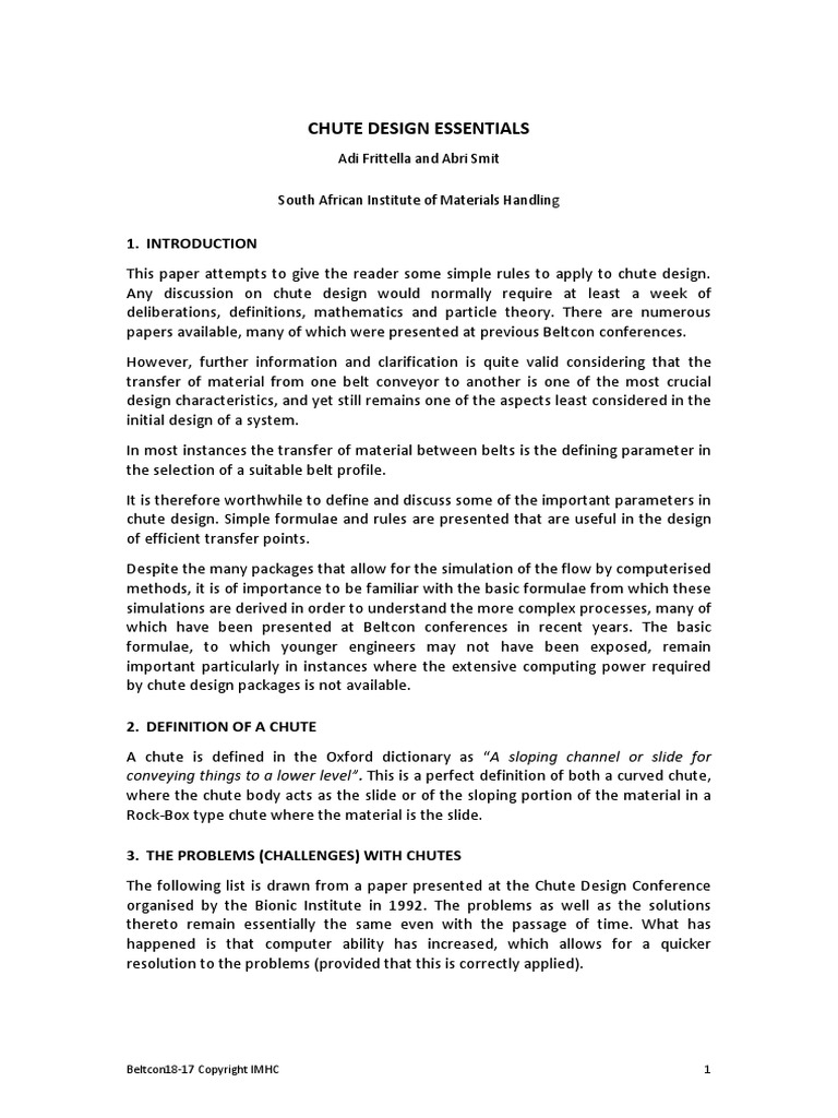 Chute Design Essentials | PDF | Wear | Belt (Mechanical)