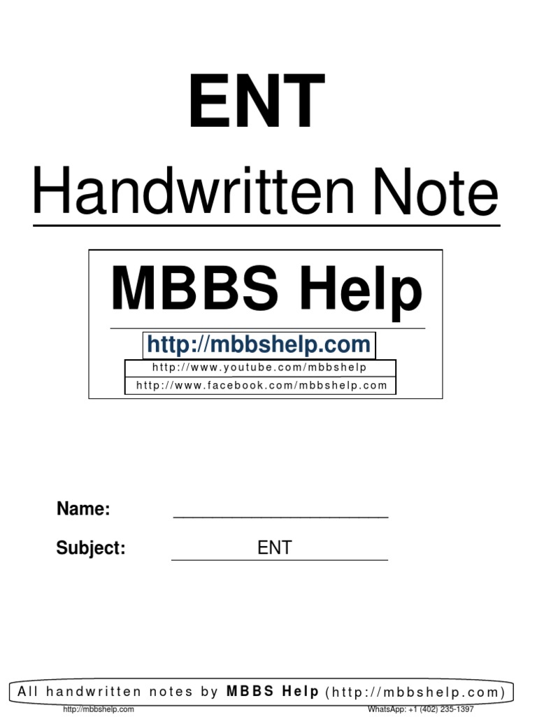 ENT Notes | PDF | Human Head And Neck | Anatomy