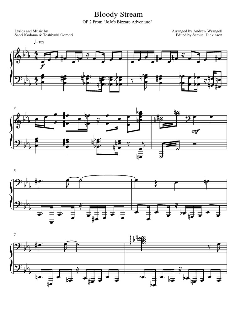 Bloody Stream OP 2 Lyrics From JoJo's Bizzare Adventure | PDF