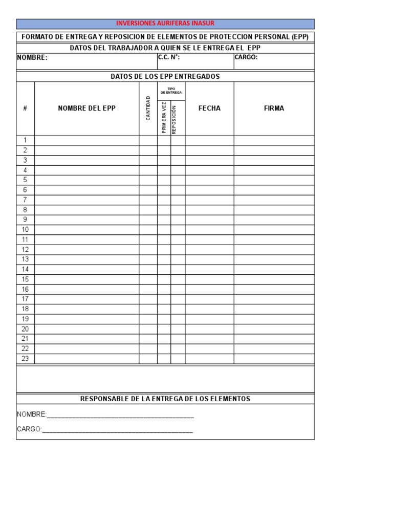 Formato Entrega Epp | PDF
