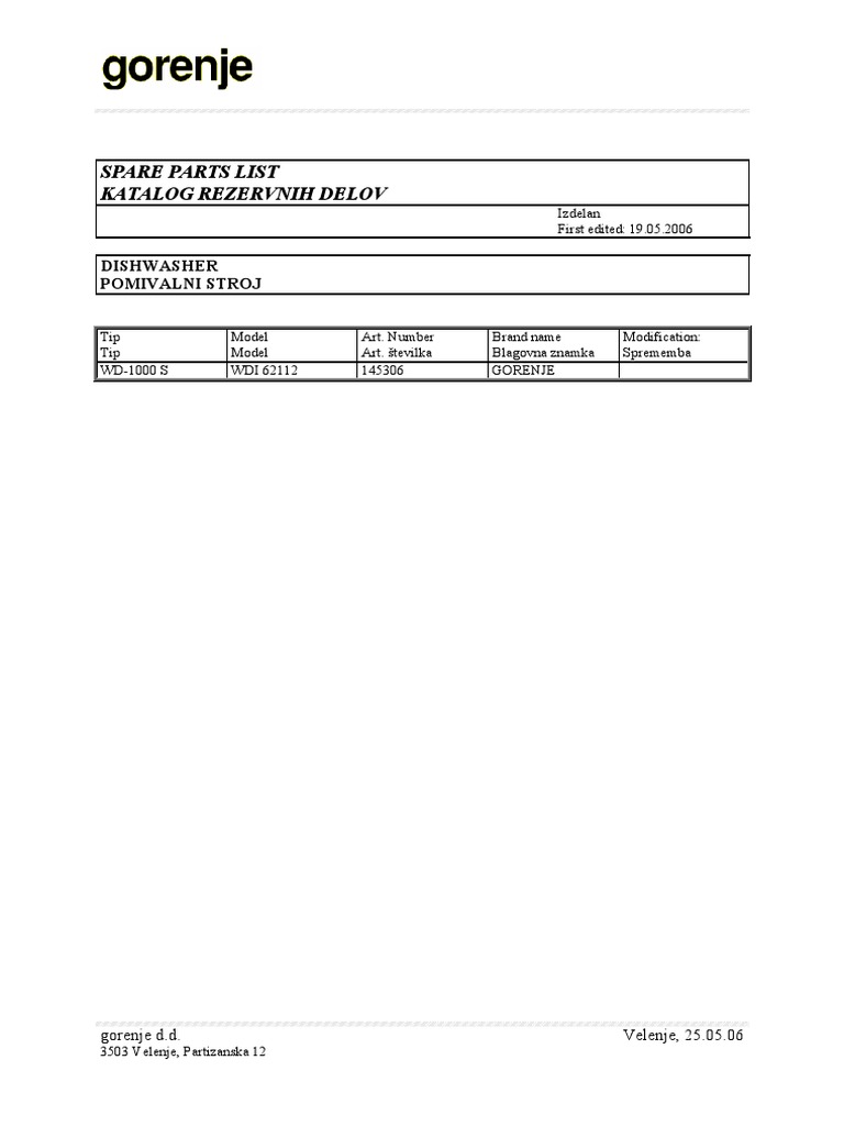 Gorenje Wdi 62112 PDF | PDF