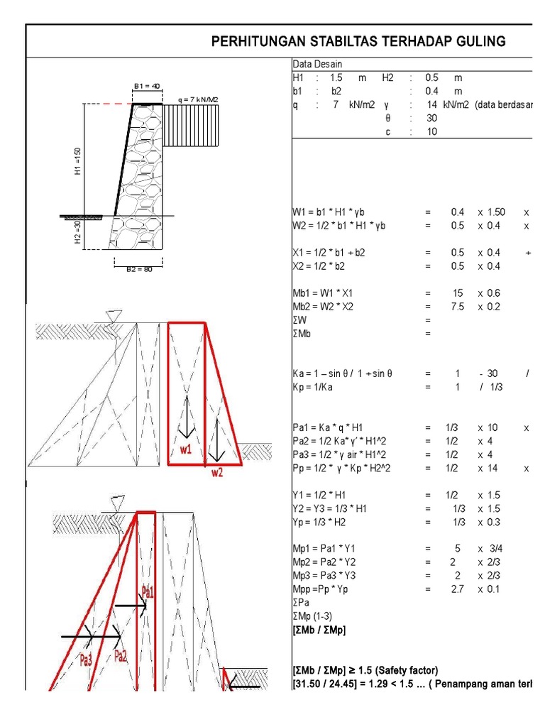 Analysis of Slope Stability Against Sliding for a Retaining Wall | PDF