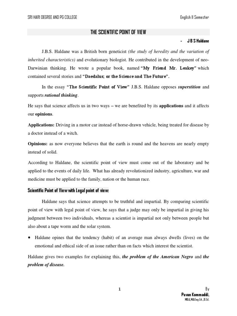 Scientific Point of View | PDF | Science | Science And Technology