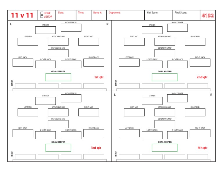 11v11 Soccer Lineup Template | PDF | Defender (Association Football ...