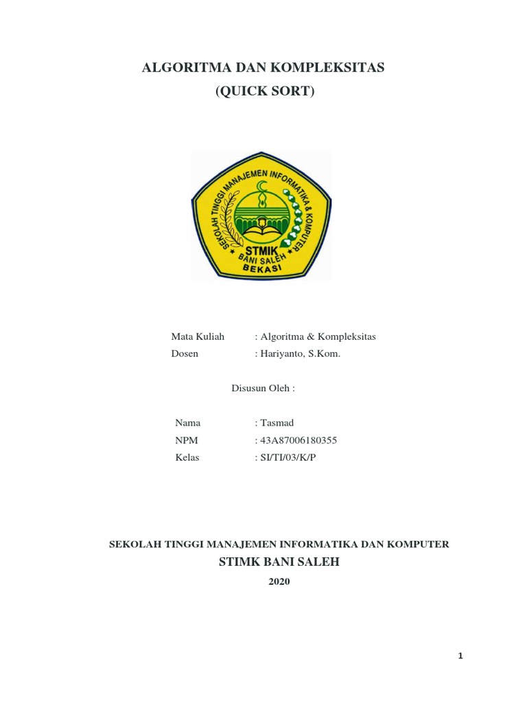 Algoritma Quick Sort | PDF