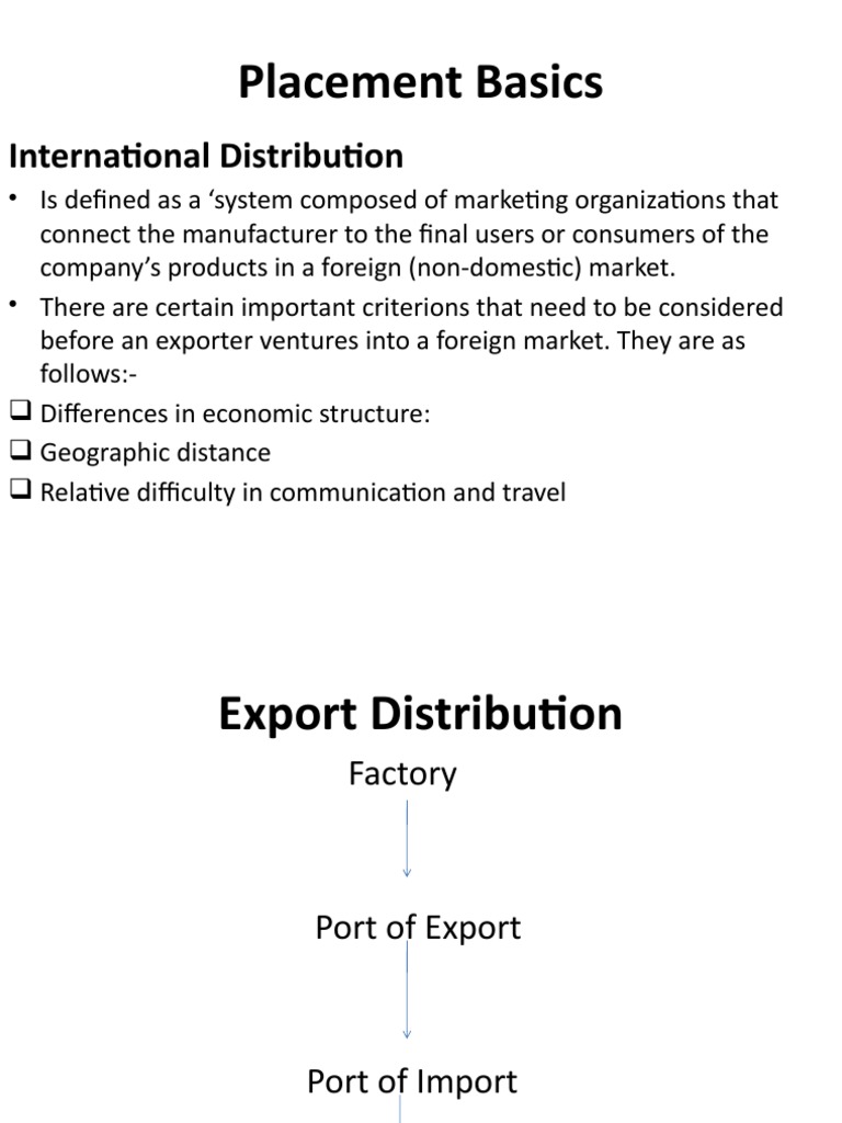 Placement Basics: International Distribution | PDF | Business