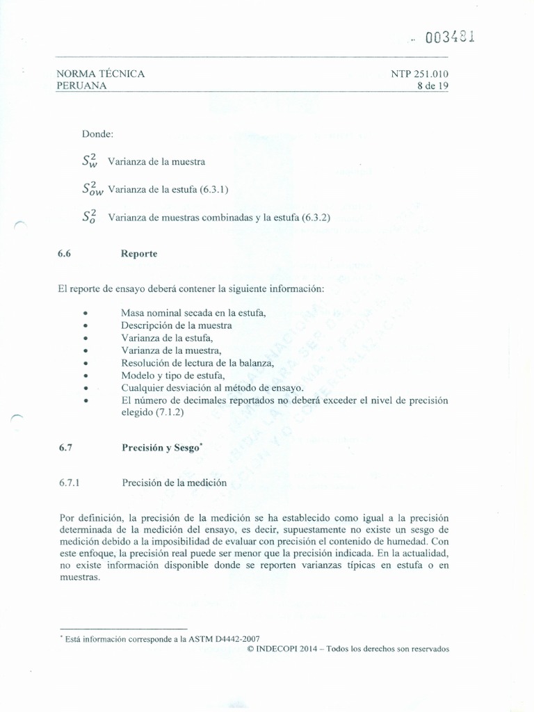 NTP 251.010 2014 (A) PDF | PDF | Balanza | Humedad relativa