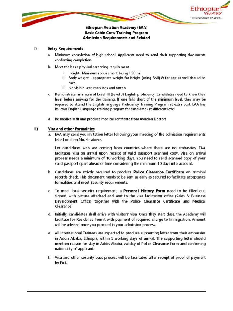 Basic Cabin Crew Training Admission Process For International ...