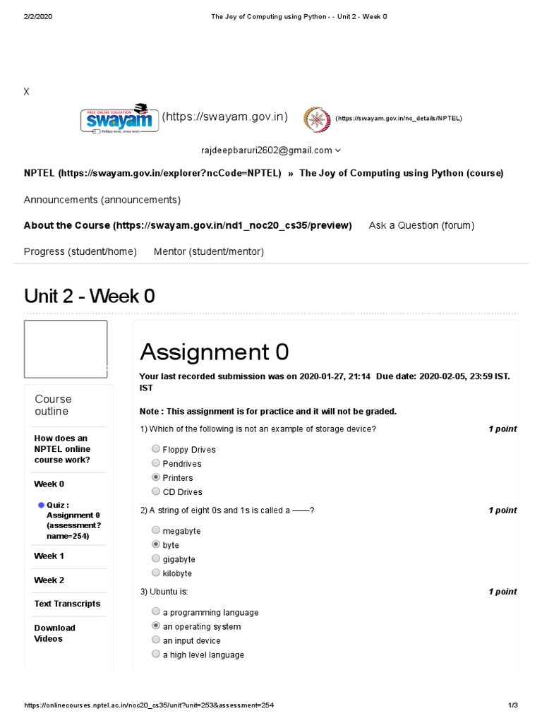 The Joy Of Computing Using Python Unit 2 Week 0 Pdf Operating System Computer Programming