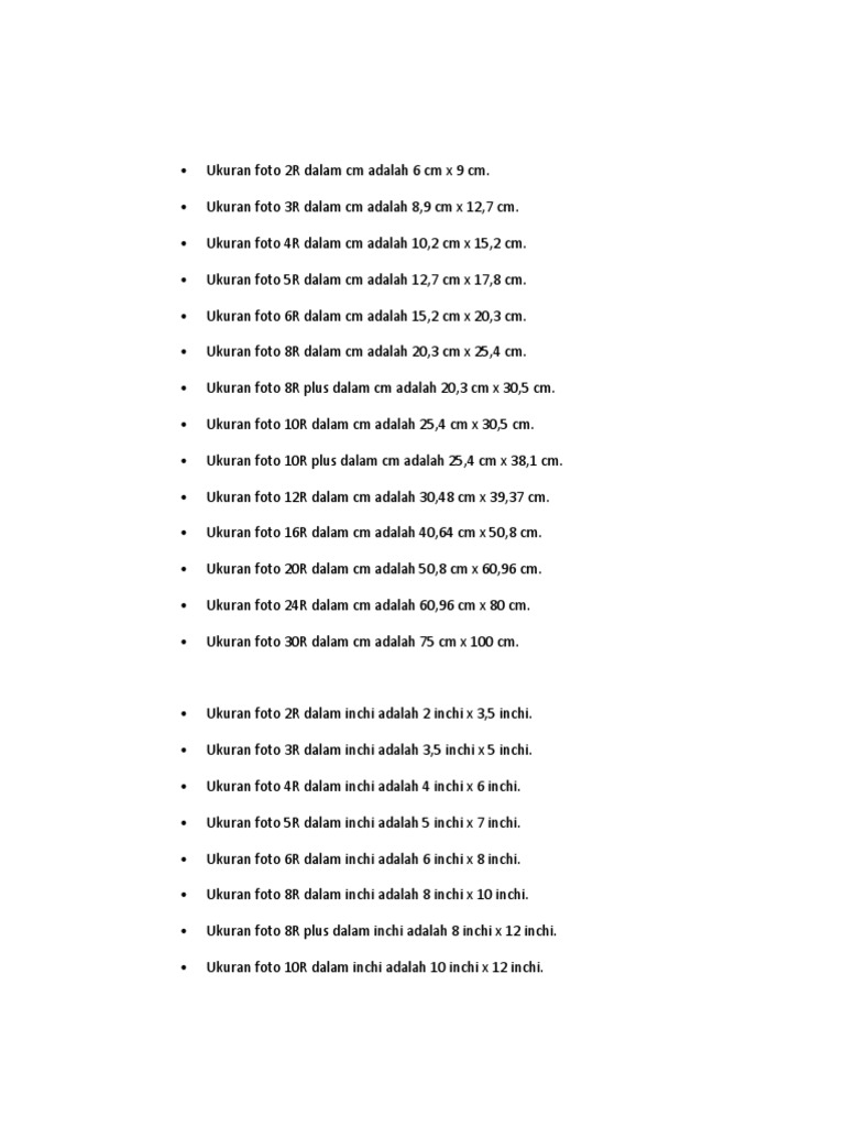 Ukuran Foto 2R Dalam CM Adalah 6 CM X 9 CM | PDF | Griya & Taman