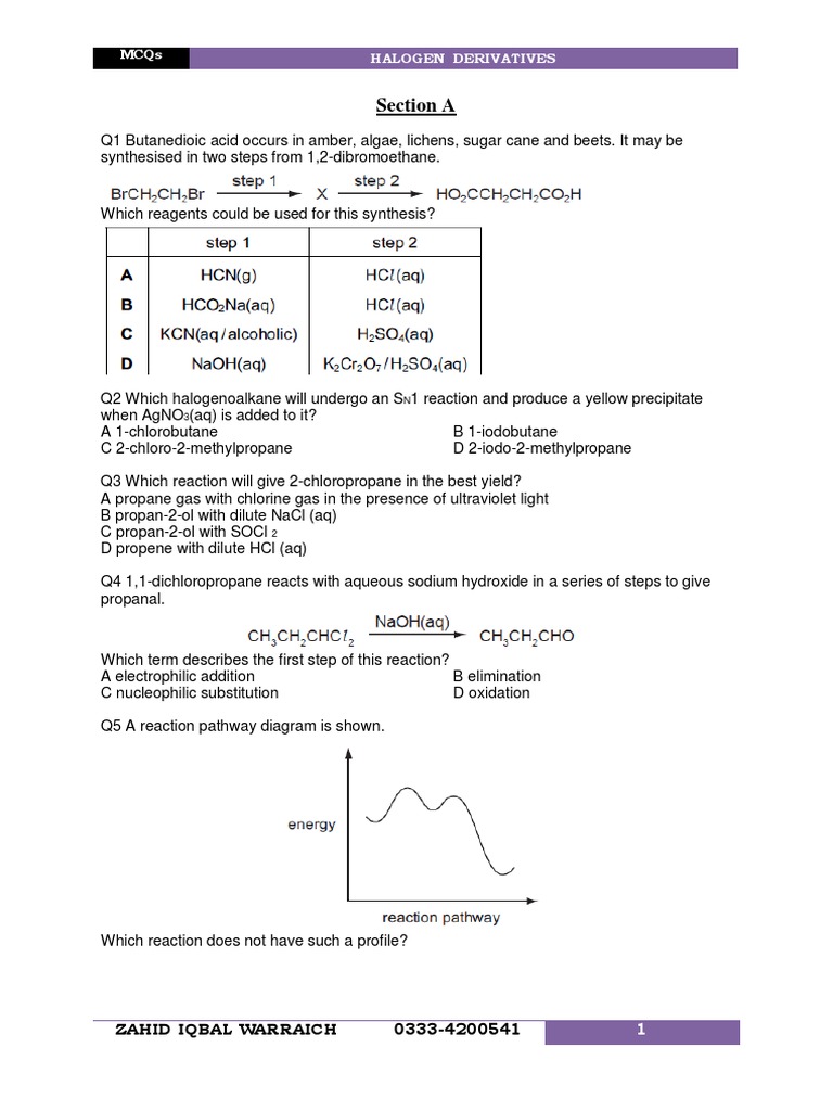 Halogen Derivatives | PDF | Hydroxide | Chemical Reactions