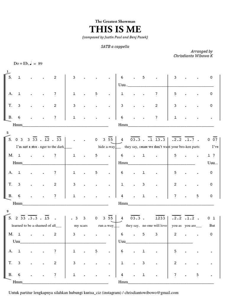 This Is Me SATB Sheet Music PDF | PDF | Entertainment (General)