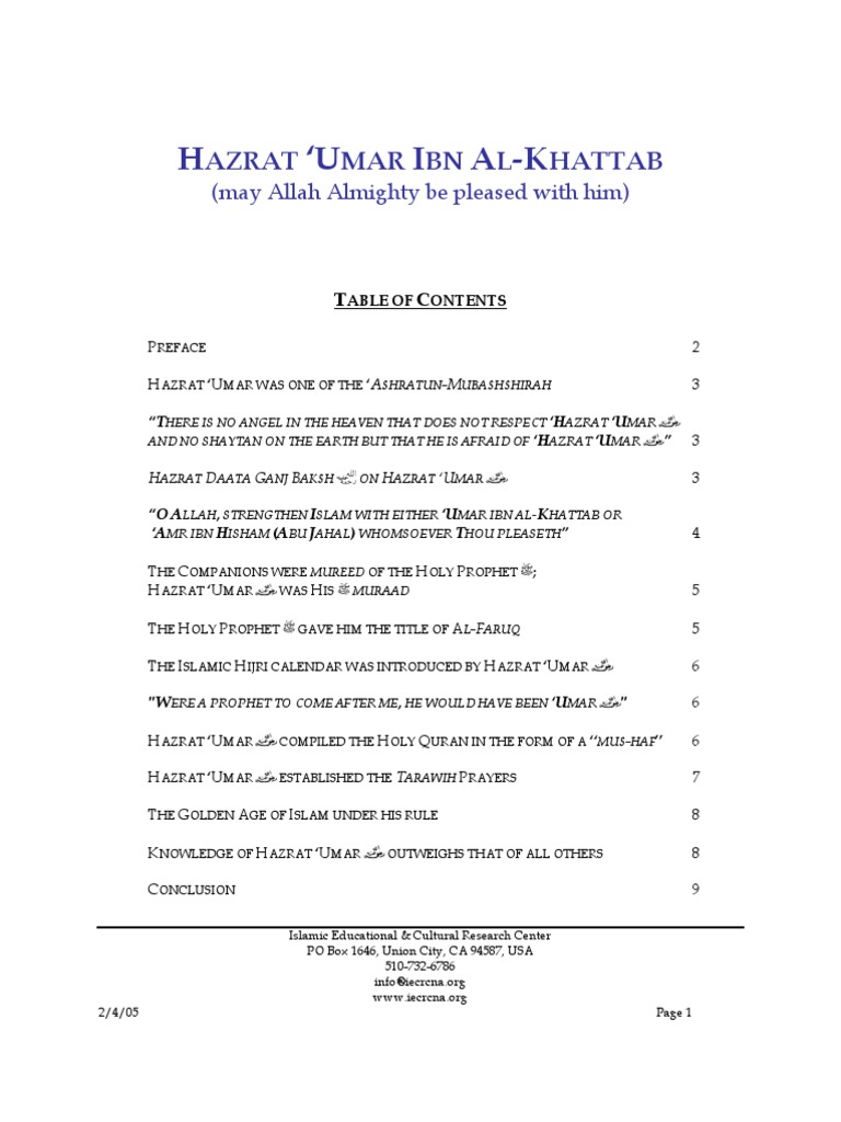 Hazrat Umar Ibn Al Khattab Ra Pdf
