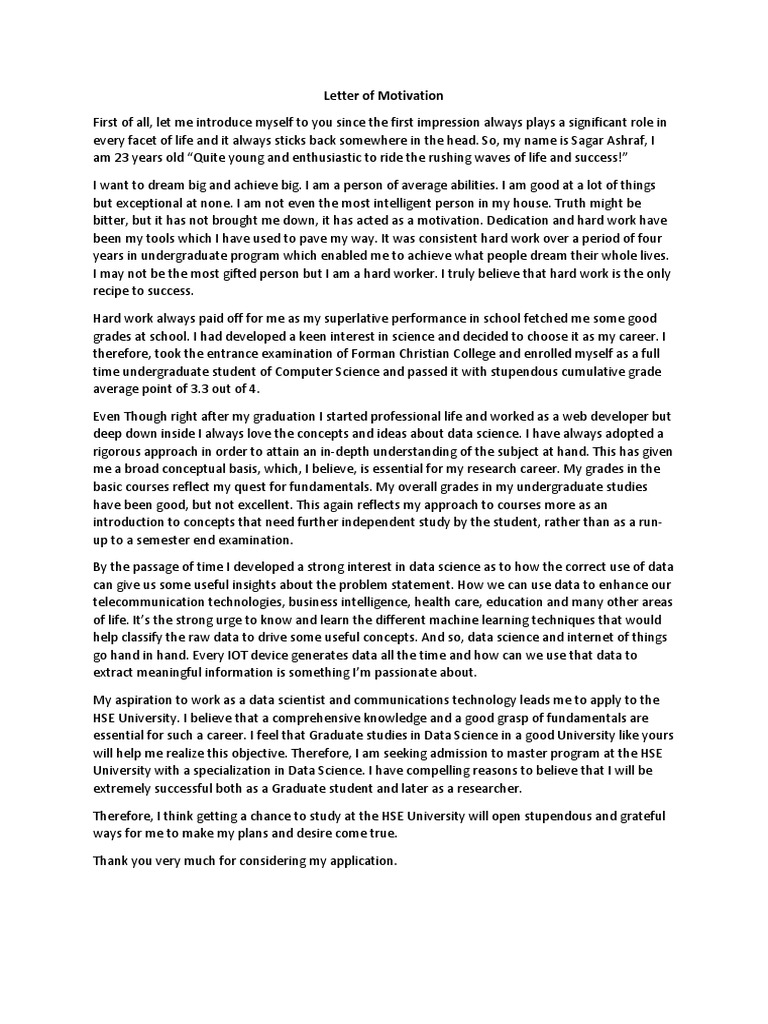 Letter of Motivation | PDF | Internet Of Things | Data