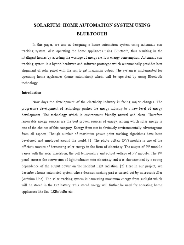 Solarium Home Automation System Using Bluetooth | PDF | Photovoltaics ...