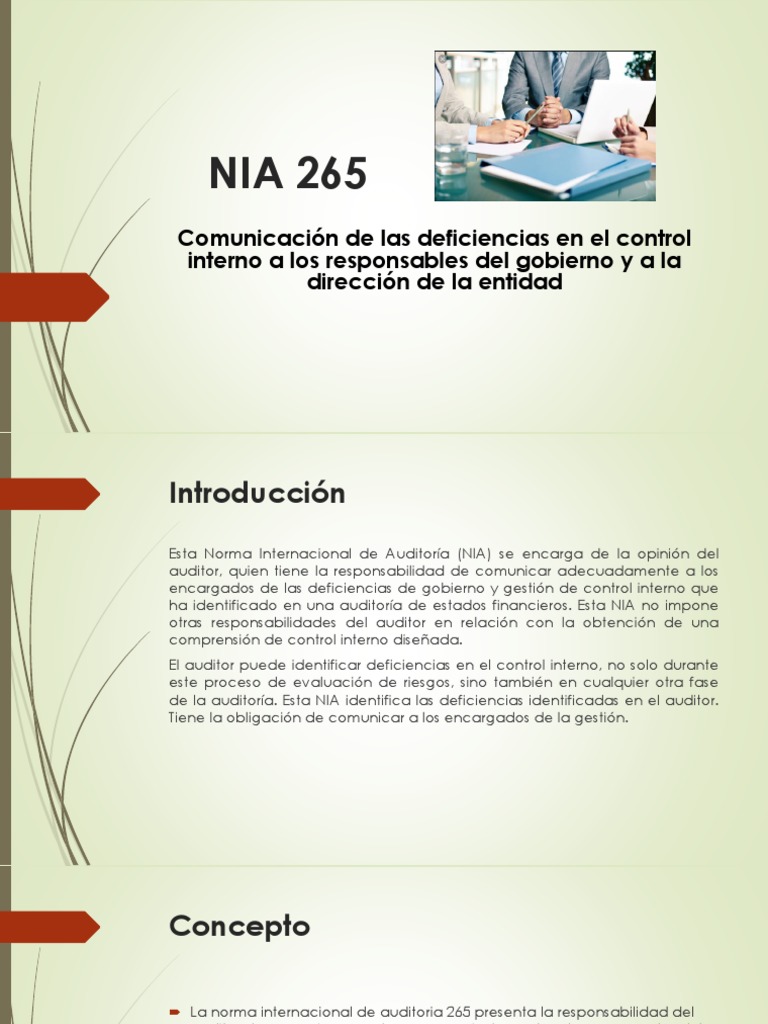 Nia 265 | PDF | Auditoría | Contralor