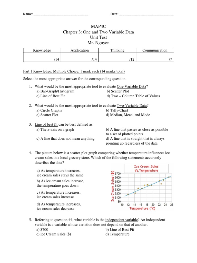 Chapter 3 Unit Test PDF | PDF | Scatter Plot | Correlation And Dependence