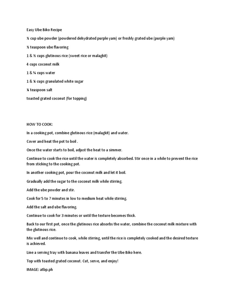 Easy Ube Biko Recipe | PDF