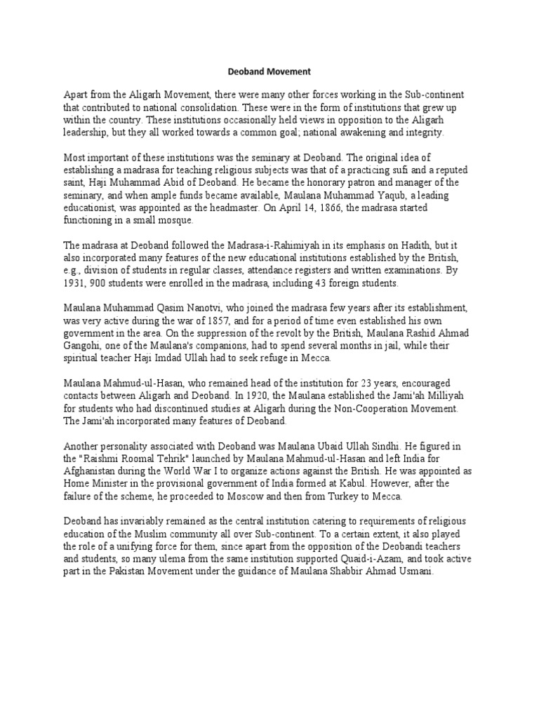 Deoband Movement | PDF | Islamic Branches | Abrahamic Religions
