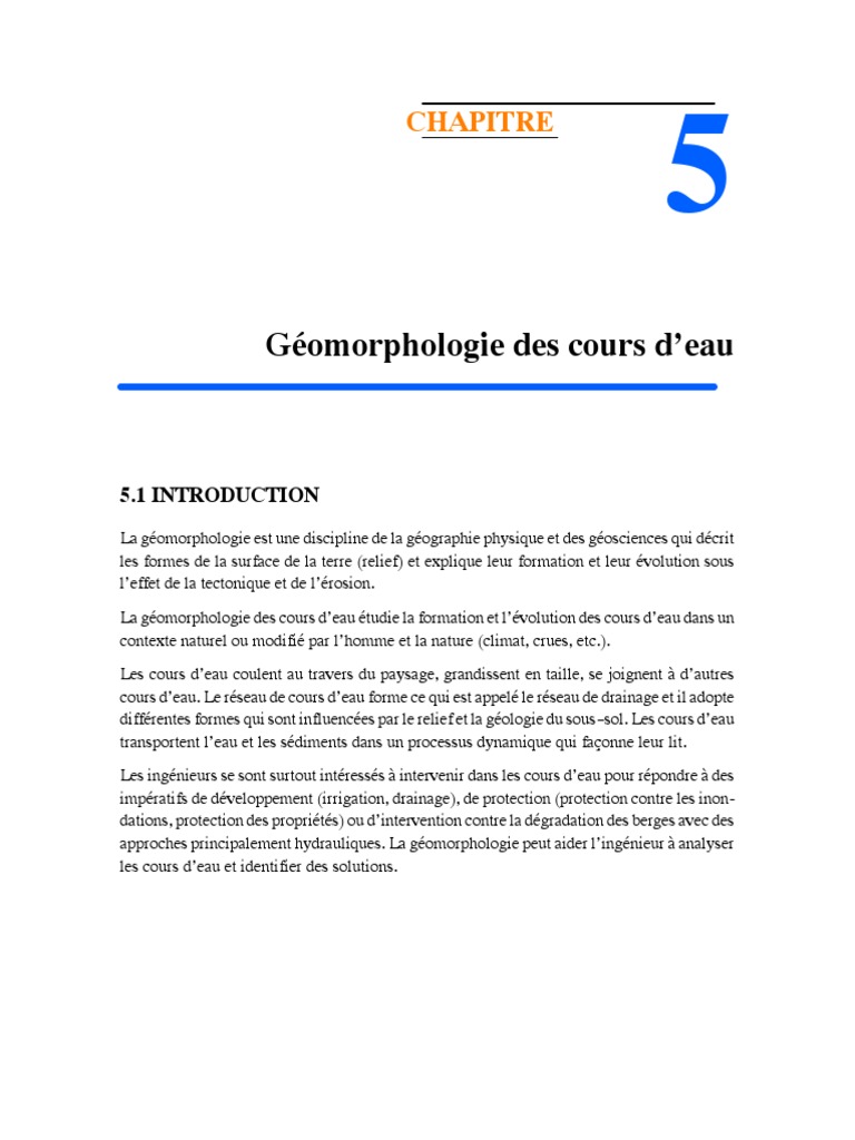 Géomorphologie des Cours d'Eau et Sinuosité | PDF | Géomorphologie ...