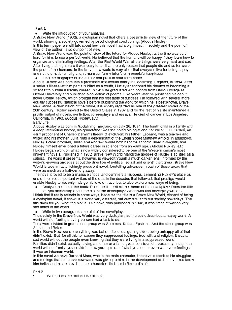 Analysis Brave New World | PDF