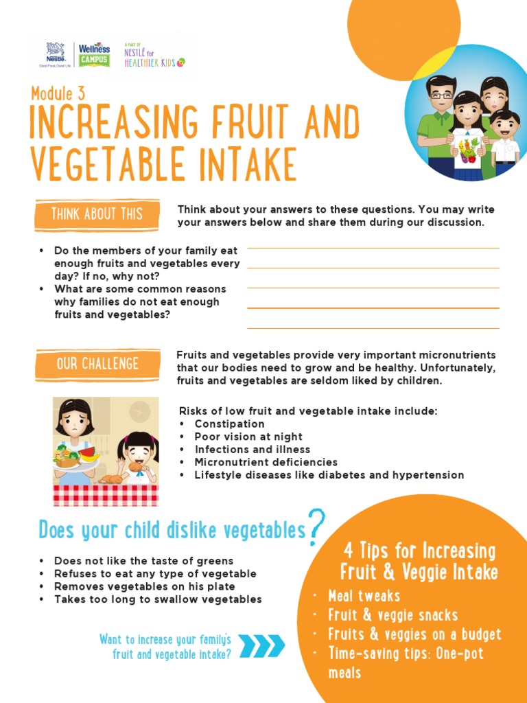Adult Module 3 - Increasing Fruit and Vegetable Intake Handout (English ...