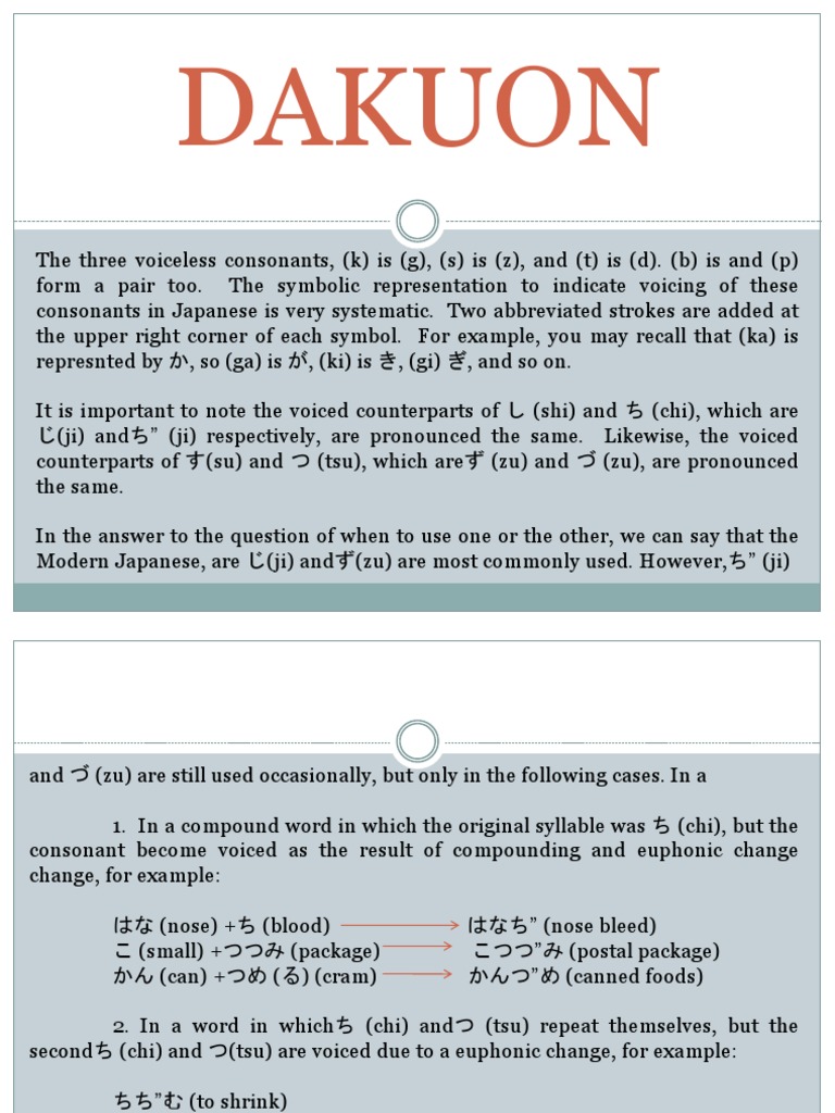 Dakuon Hiragana | PDF