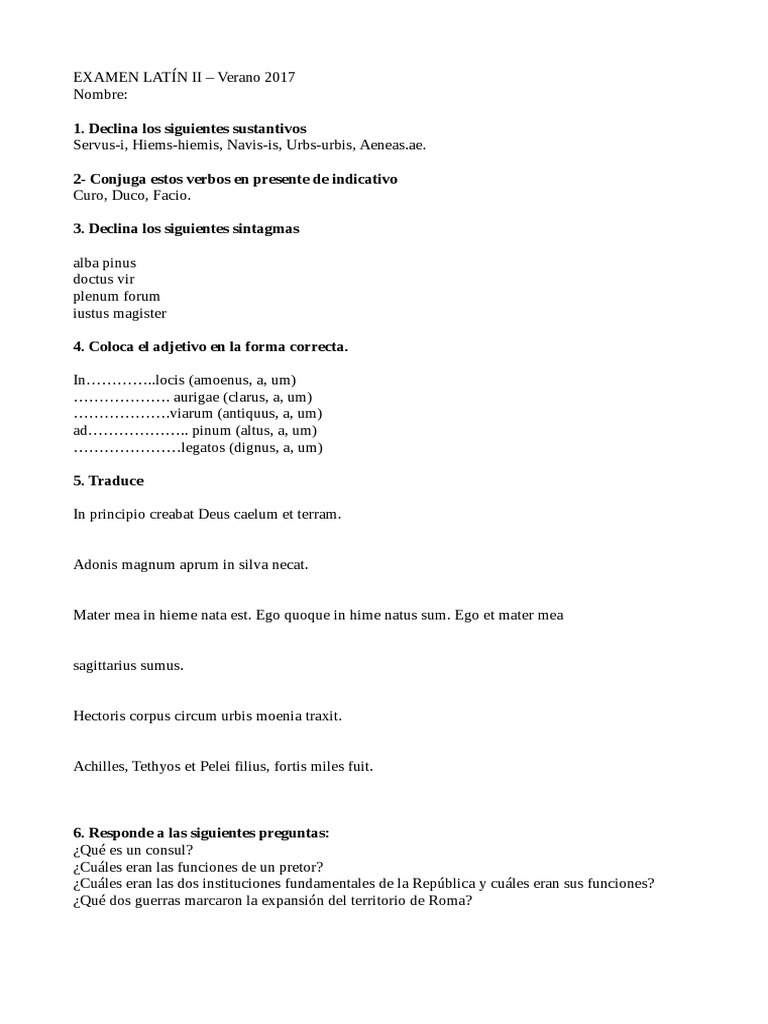 Examen Latin 2 | PDF