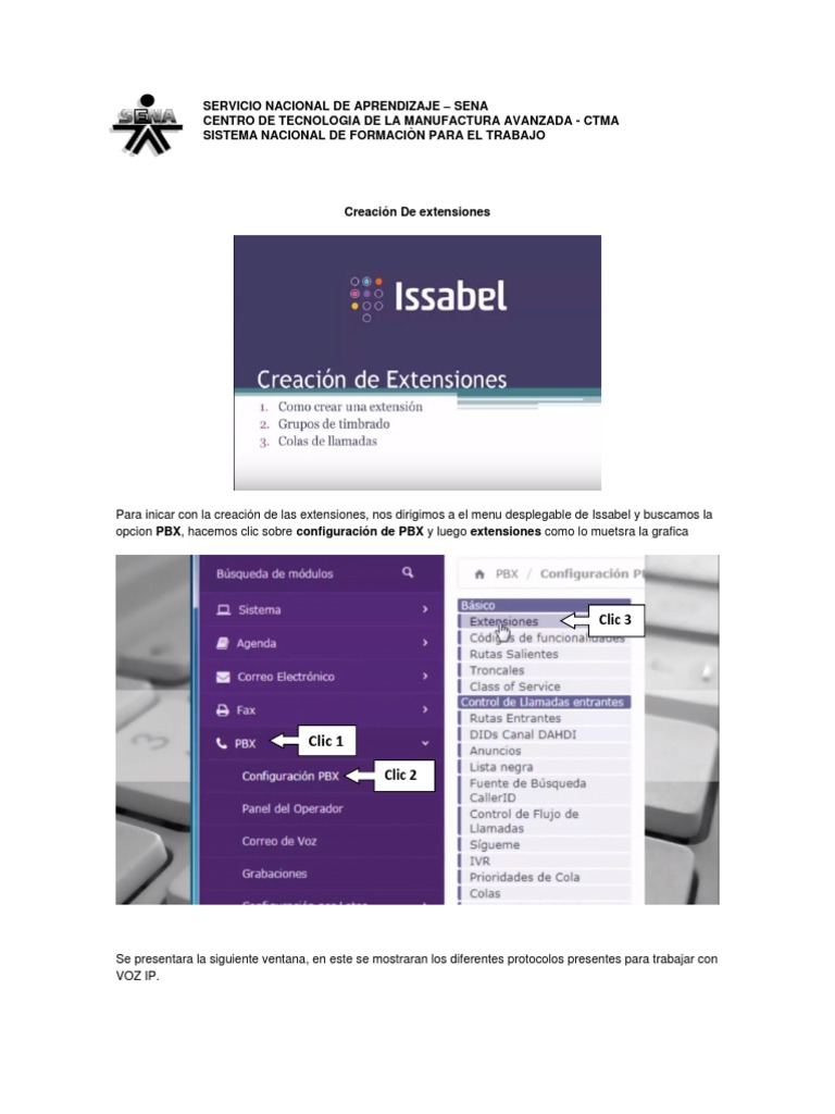 Crear Extensiones ISSABELL VOZ IP | PDF | protocolo de Iniciacion de ...