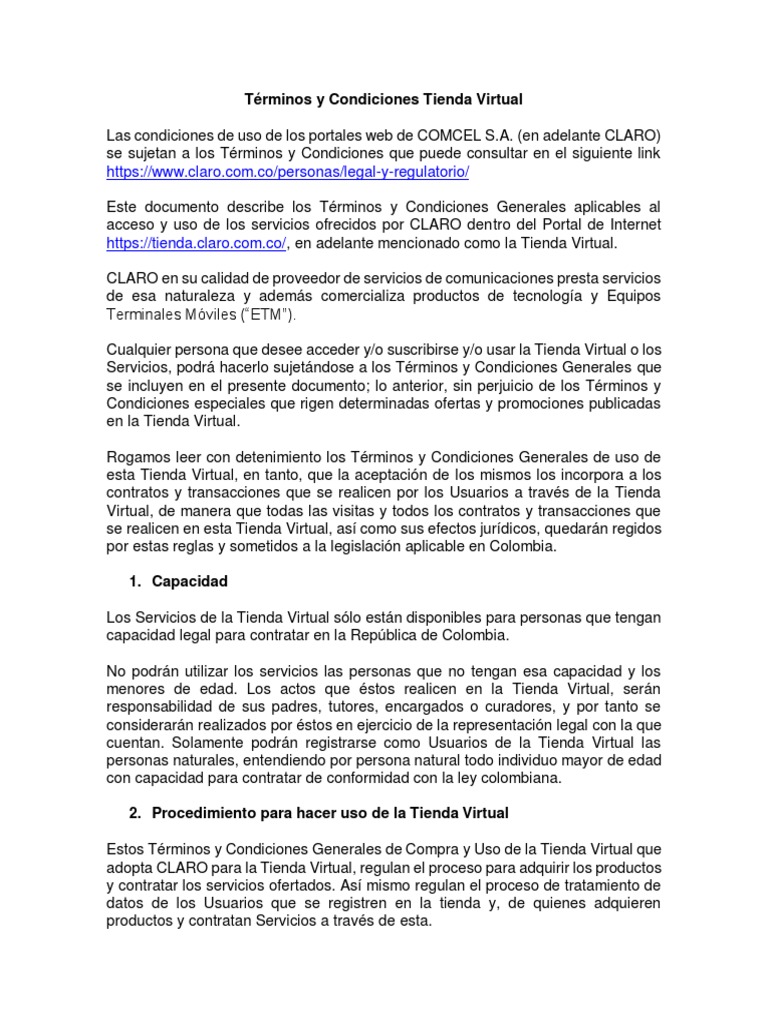 Terminos y Condiciones.pdf | Las compras en línea | Contraseña