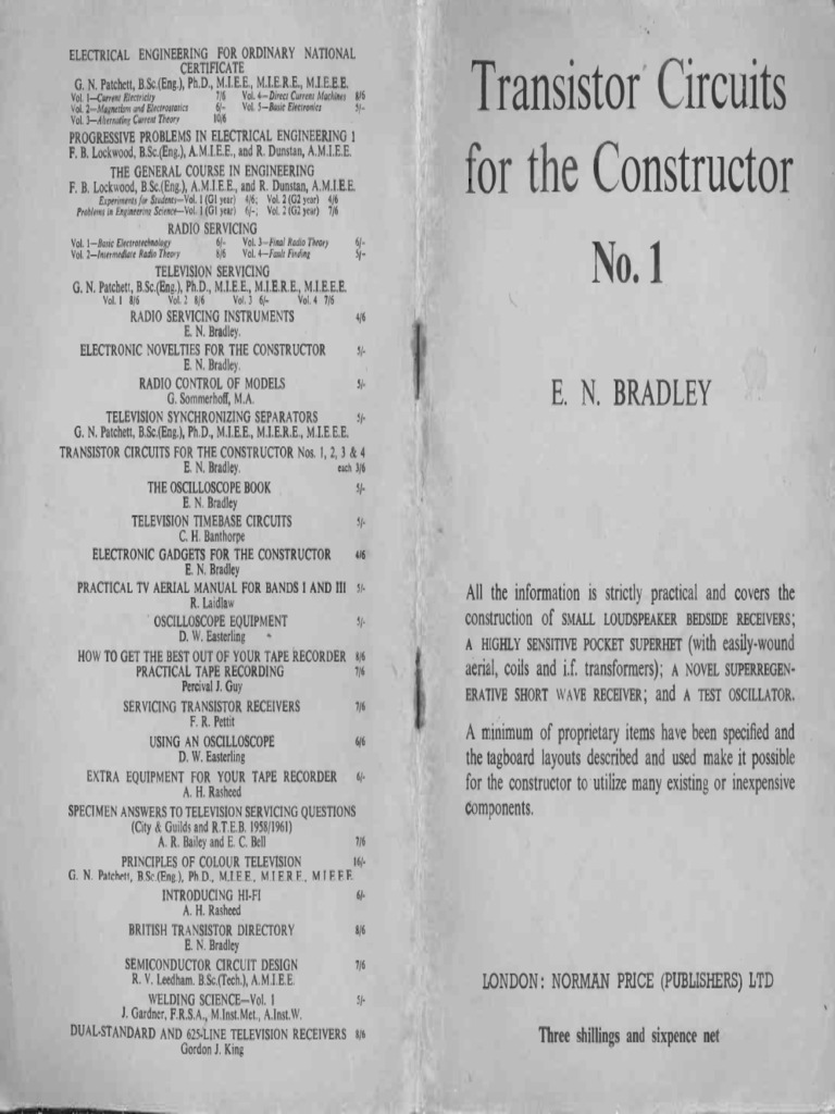 Transistor Circuits For The Constructor No 1 Edwin Bradley | PDF ...