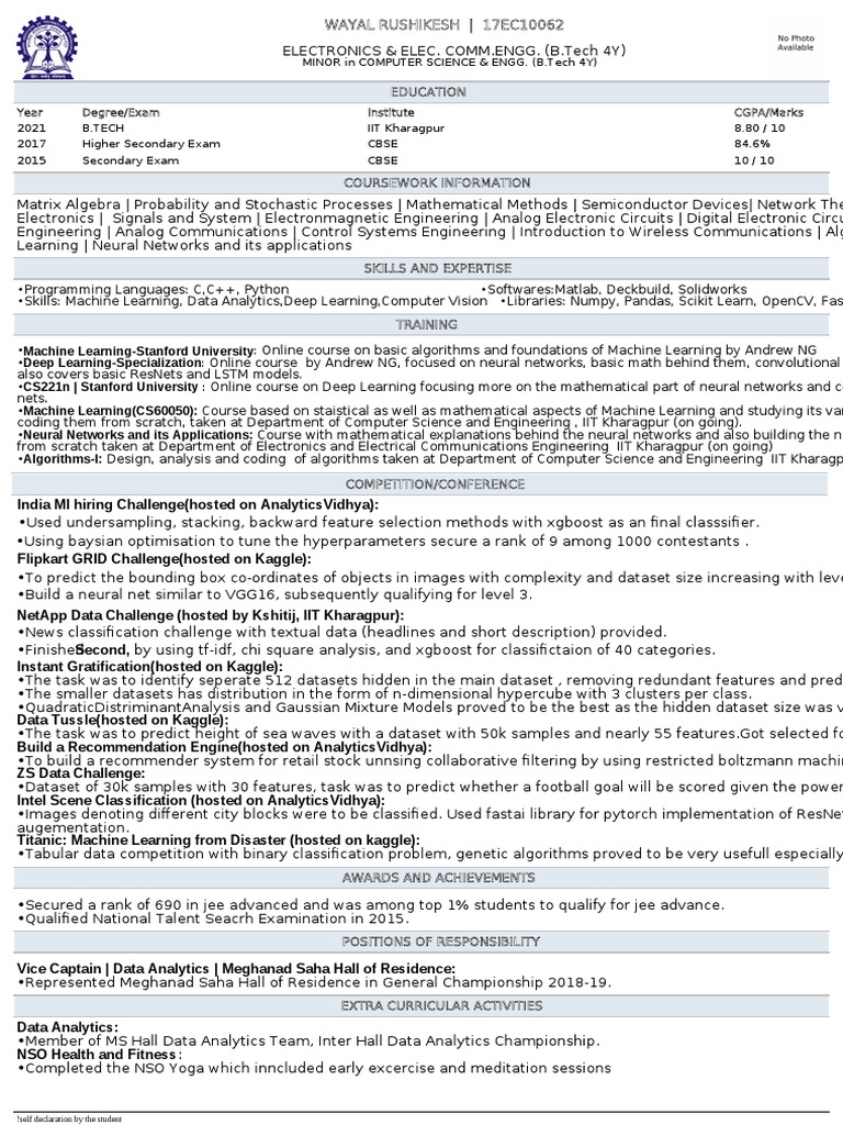 CV Wayal Rushikesh | PDF | Machine Learning | Electronics